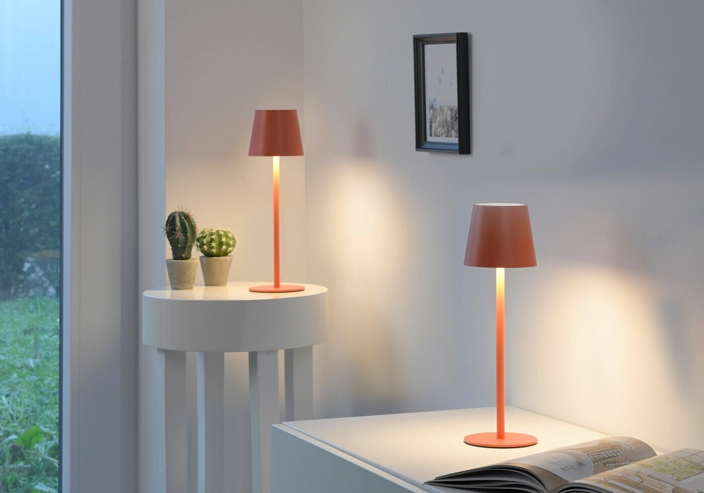 JUST LIGHT EURIA LED Akku-Tischleuchte kabellos Touchdimmer warmweiß ...