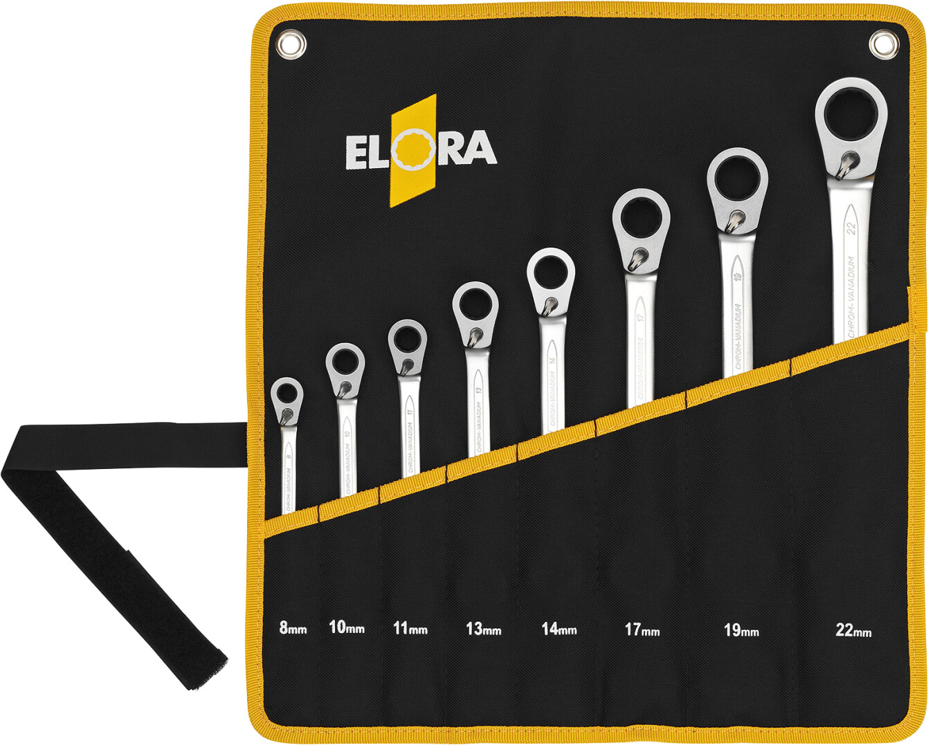 Elora Satz-Maulschlüssel mit Ringratschen 8-teilig 5/16"-3/4" AF (204S ...