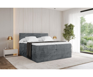 ALTDECOR Tolo King Boxspringbett 200x200 Cord Dunkelgrau H3+H4 mit ...