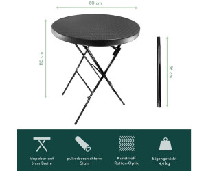 Lemodo Stehtisch klappbar, Rattan-Optik, schwarz, Ø80cm, H110cm (TB028 ...
