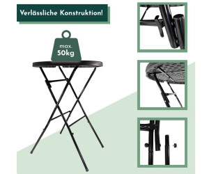 Lemodo Stehtisch klappbar, Rattan-Optik, schwarz, Ø80cm, H110cm (TB028 ...