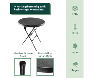 Lemodo Stehtisch klappbar, Rattan-Optik, schwarz, Ø80cm, H110cm (TB028 ...