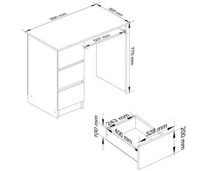 Akord Furniture Factory A6 Computertisch 3 Schubladen Links, Artisan ...