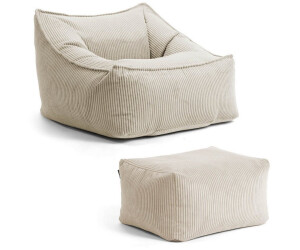 mokebo Der Lümmel XXL Sitzsack mit Hocker, Cord, Beige (83x73x60cm) ab ...