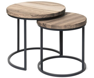 LAMO Manufaktur Couchtisch rund 2er-Set, Holz, Nussbaum, Beine Schwarz ...