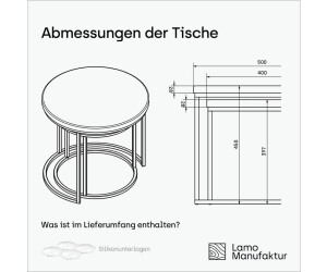 LAMO Manufaktur Couchtisch rund 2er-Set, Holz, Nussbaum, Beine Schwarz ...
