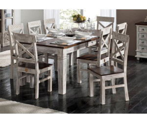 Massivmoebel24 Castle-Antik Esstisch Mango/Akazie 150x90x76cm weiß ...
