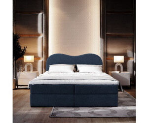 Masseno Fluvia N Boxspringbett 160x200cm mit Matratze und Topper, Blau ...