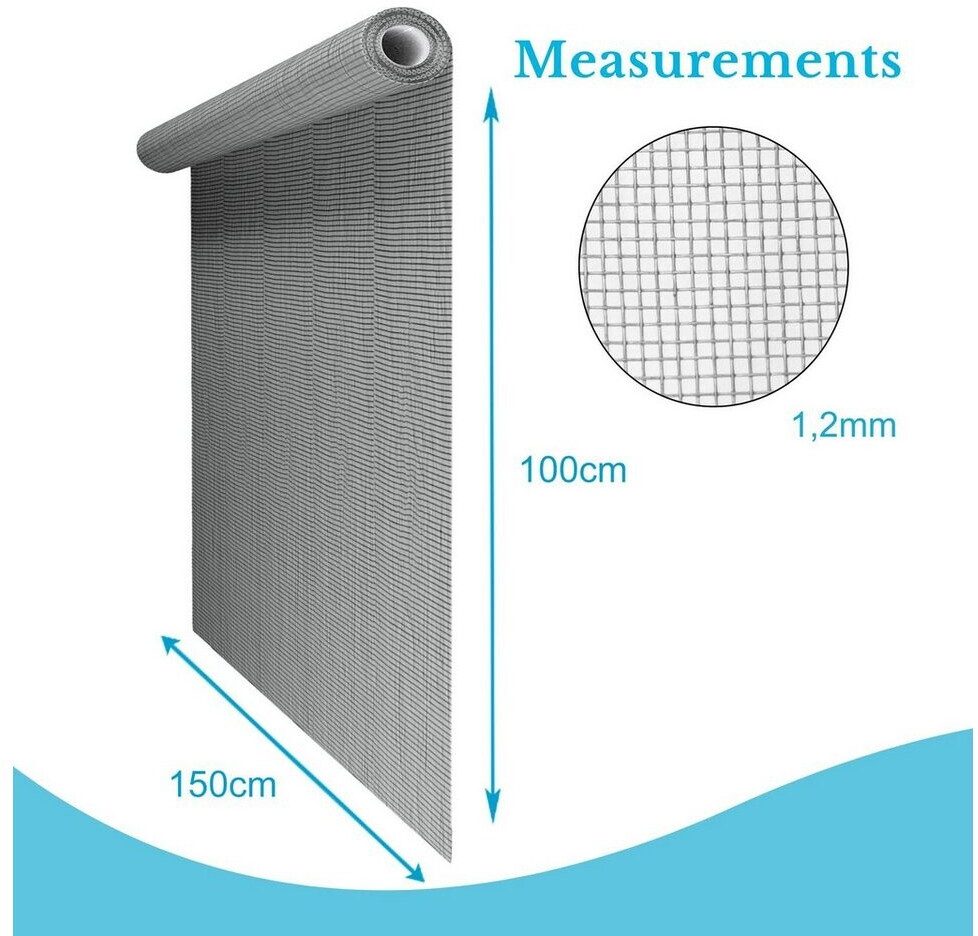 Intirilife Fliegengitter Fiberglas grau Meterware UV-beständig ...