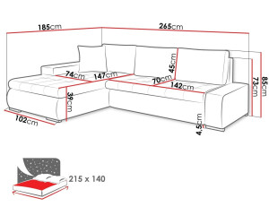 Mirjan24 Orkan Mini Cord Ecksofa mit Schlaffunktion und Bettkasten, L ...