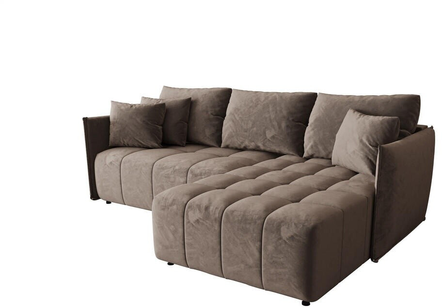 Fun Möbel TREVISO Ecksofa Schlafsofa Stoff Monolith Braun Ottomane ...