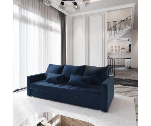 Masseno SIRO Schlafsofa mit Bettkasten Plüsch Blau 222x83x86cm (SIRO ...