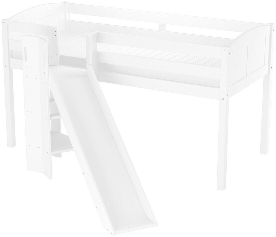 Erst-Holz Kinderspielbett mit Rutsche 90x200cm Kiefer weiß (V-60.21W-09 ...