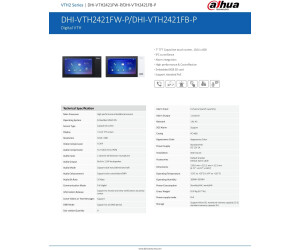 Dahua VTH2421FB-P Stazione Interna Video Intercom 7" PoE (VTH2421FB-P ...