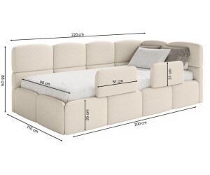 Selsey Cloudy Kinderbett 90x200cm, Rausfallschutz, Samt Hellbeige ...