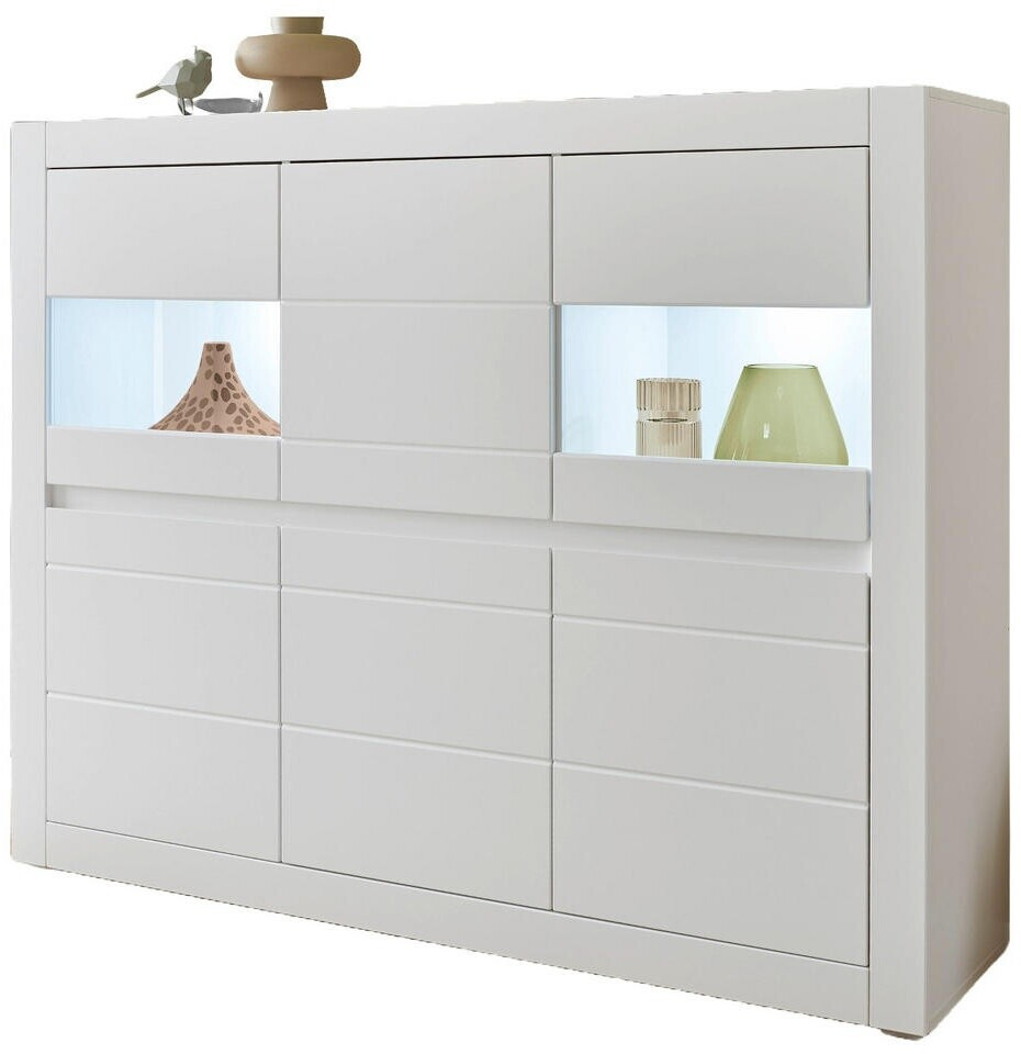 Furn.Design Derby Highboard Weiß Matt / Evoke Eiche, Soft-Close ...