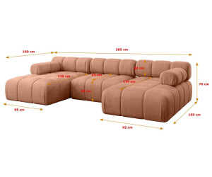 ALTDECOR Tesso-U1 Modulares Ecksofa U-Form 6-Sitzer Velours Apricot ...