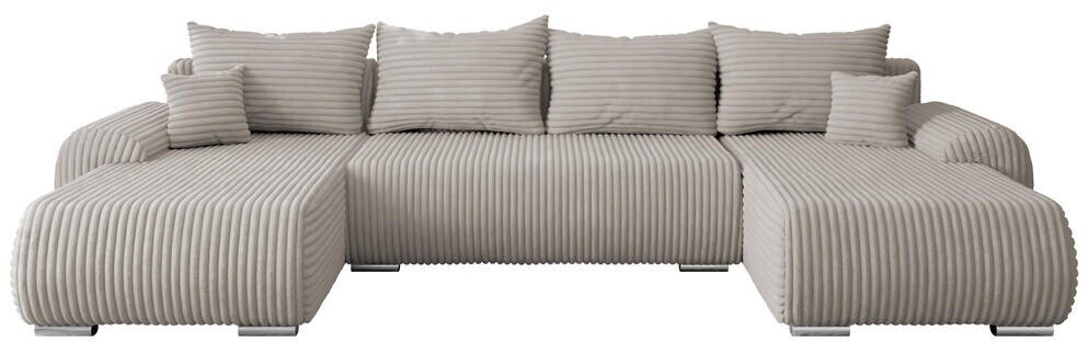 Mirjan24 Ubo U Cord Ecksofa U-Form mit Schlaffunktion und Bettkasten, 6 ...