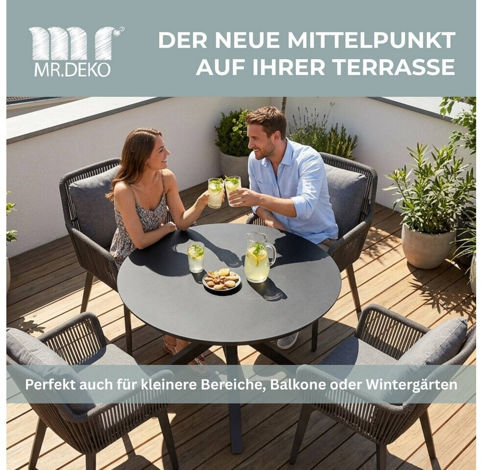 bene living Malaga Gartentisch rund 120cm Aluminium/Keramik Dark Grey ...