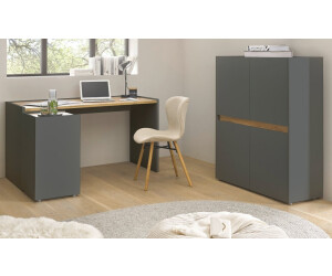 Furn.Design Center Schreibtischkombination 3-teilig, Grau / Eiche Wotan ...