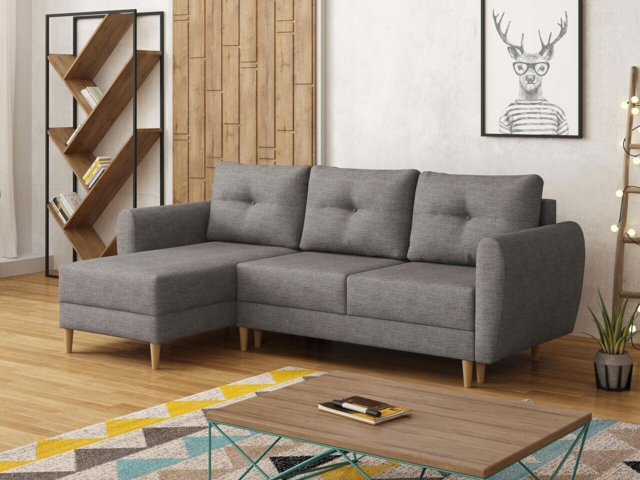Mirjan24 Manstad Ecksofa mit Schlaffunktion und Bettkasten, L-Form (Lux ...