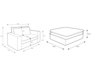 Furn.Design Pesaro Loveseat XXL Polstersessel mit Hocker, Cord ...