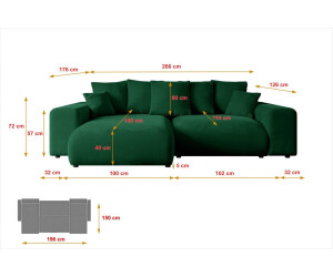 ALTDECOR Eskar-L Ecksofa mit Schlaffunktion und Bettkasten, L-Form ...
