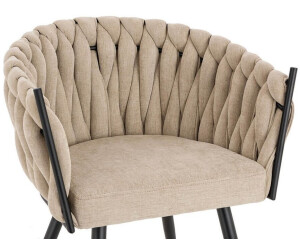 Home Deluxe AYLA Esszimmerstuhl gewebt, Beige, mit Armlehnen, 5er Set ...