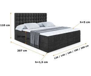 ALTDECOR Vione Boxspringbett mit Bettkasten, Samt, Schwarz, 140x200cm ...