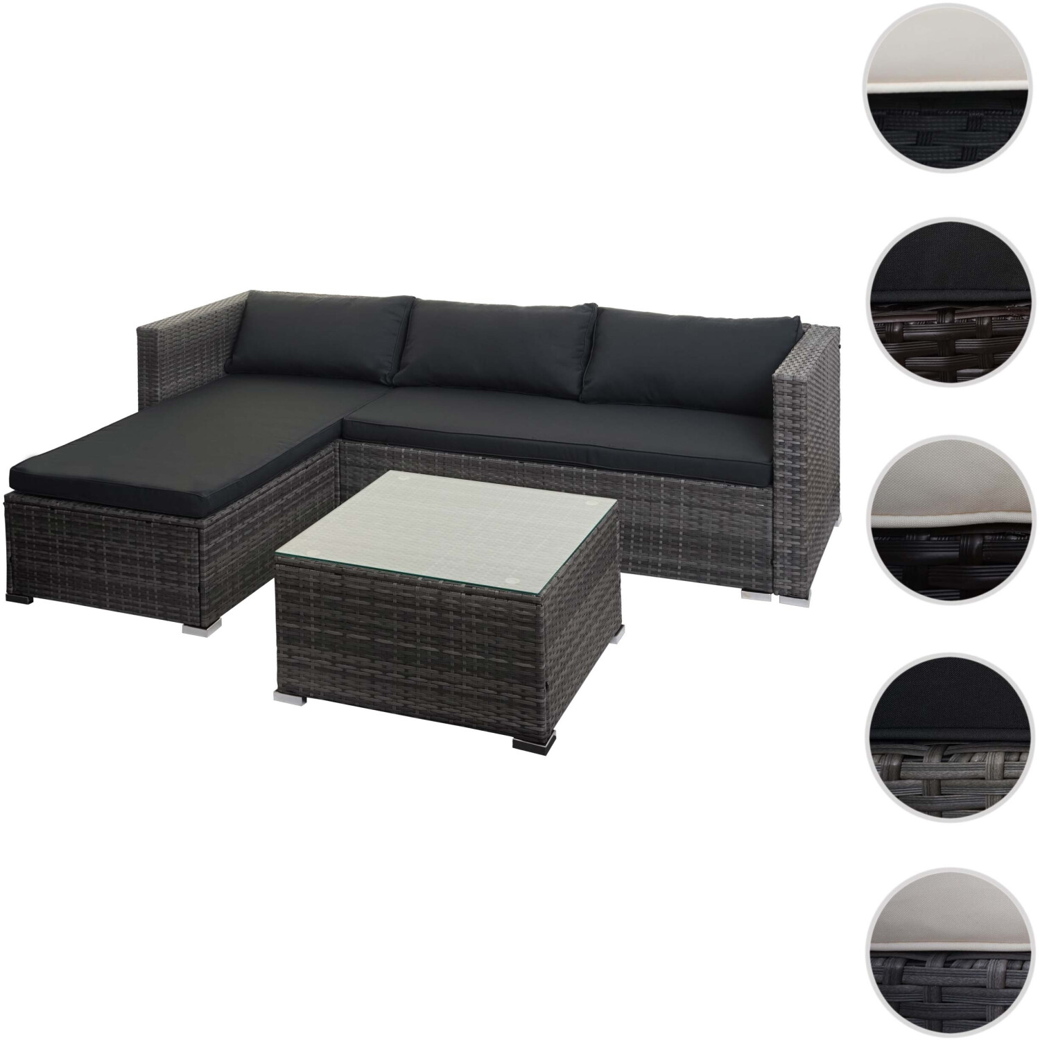 Heute Wohnen HWC-F57 Poly-Rattan Lounge-Garnitur Gartensofa Sitzgruppe ...