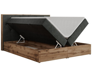 MKS Meble Veneto Boxspringbett 140x200 mit zwei Bettkästen, Dunkelgrau ...