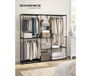 Songmics Kleiderschrank offen mit Kleiderstangen und Stoffablagen ...