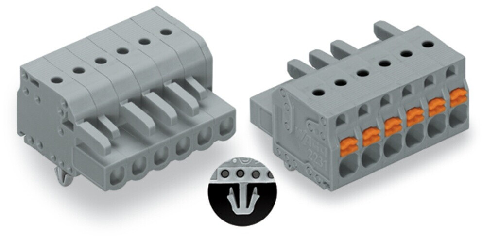Wago 1-Leiter-Federleiste Push-in CAGE CLAMP®, grau (2231-121/008-000 ...