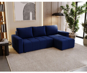 Fun Möbel NOHA Ecksofa Schlafsofa Stoff Kronos Dunkelblau Ottomane ...