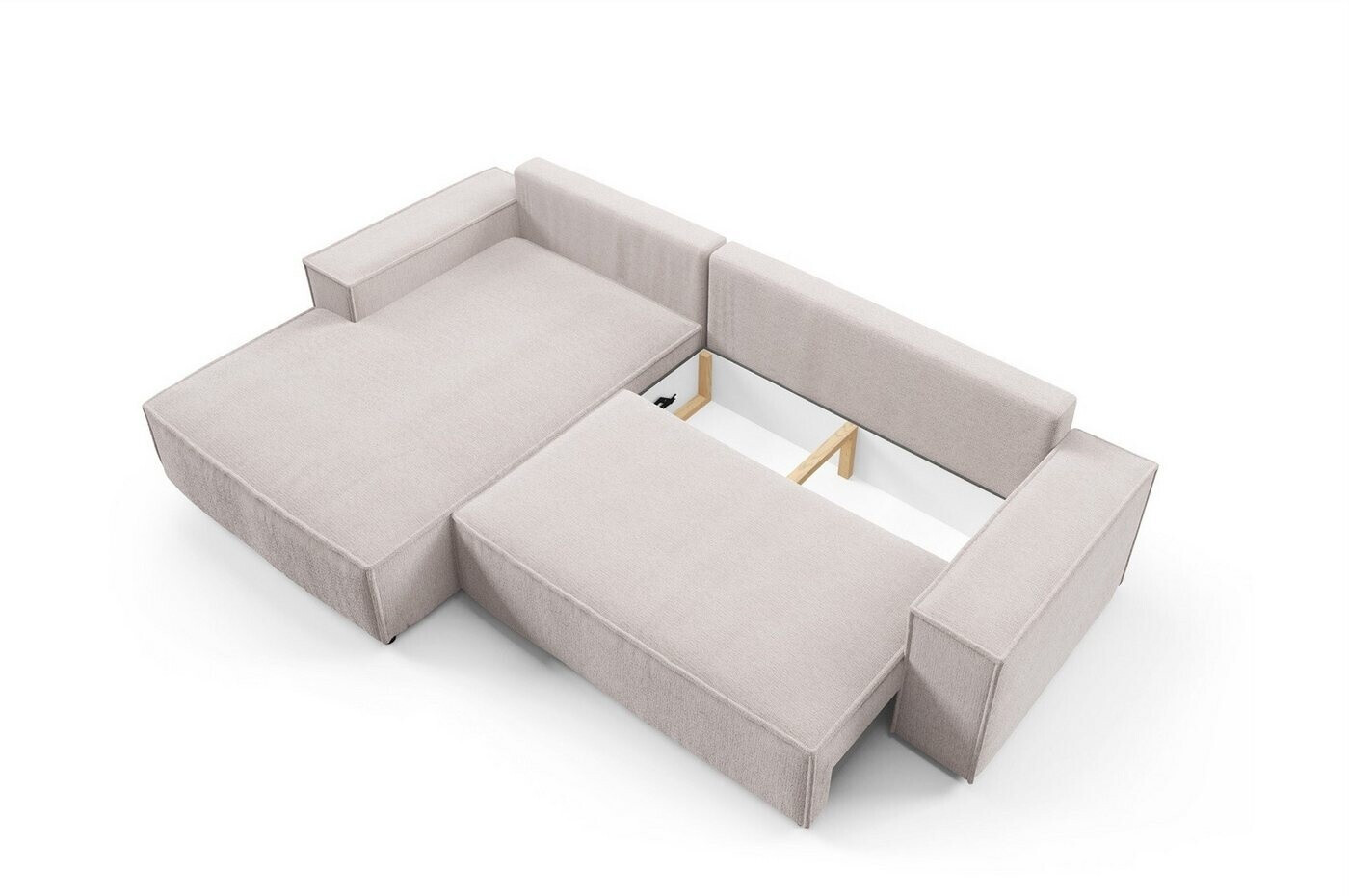 Fun Möbel LEVIO Ecksofa Schlafsofa Stoff Dunkelblau Ottomane Links ab ...