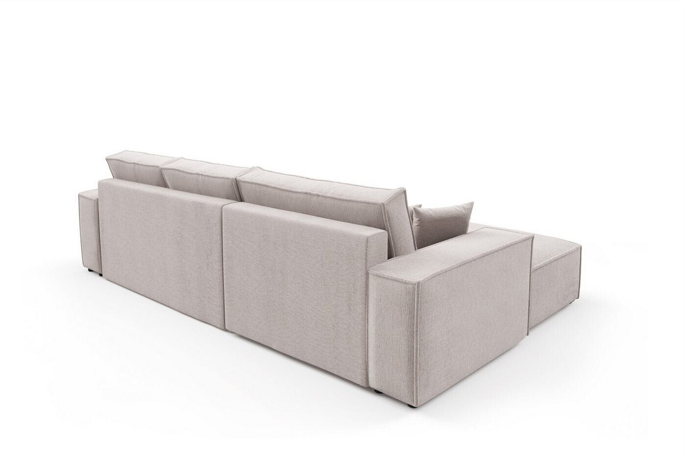Fun Möbel LEVIO Ecksofa Schlafsofa Stoff Dunkelblau Ottomane Links ab ...