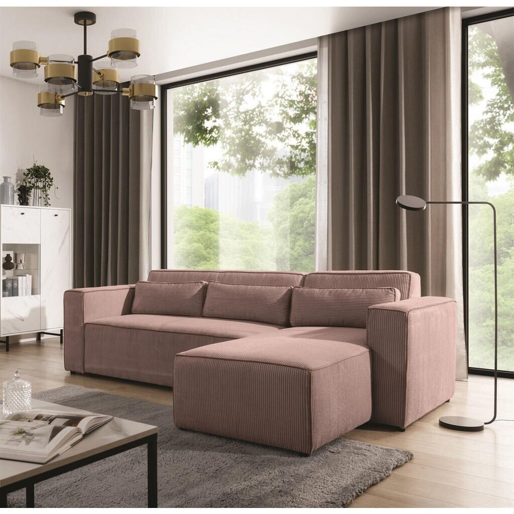 Fun Möbel WALDO Ecksofa Schlafsofa Stoff Poso Altrosa Ottomane Rechts ...