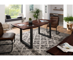 Massivmoebel24 FREEFORM 3 Baumkantentisch Akazie 180x90x76cm, Beine ...