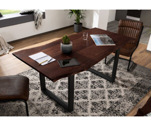 Massivmoebel24 FREEFORM 3 Baumkantentisch Akazie 180x90x76cm, Beine ...