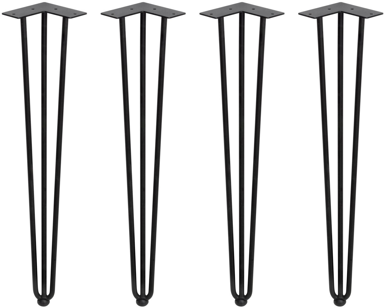 Emuca Hairpin Tischbeine 3-Stab-Set 4-teilig 710mm Stahl schwarz ...