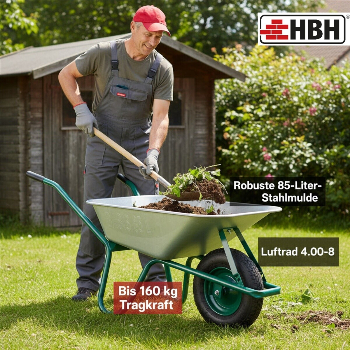 HBH Schubkarre 85l 160kg Luftrad, grün (SK85LUGR) ab 49,87 ...