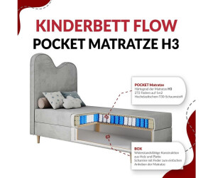 MKS Meble Flow Boxspringbett Kinder 90x180cm Rosa Velvet mit Bettkasten ...