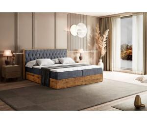 ALTDECOR LOLLI5 Boxspringbett 160x200 Dunkelgrau Samt mit Bettkasten ...