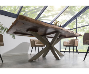 Massivmoebel24 Freeform 5 Baumkanten-Esstisch Sheesham grau 260x100cm ...