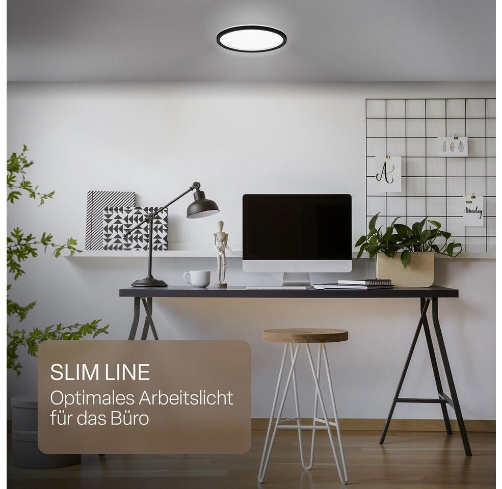 B.K.Licht LED Panel Flach Backlight-Effekt 4000K IP44, 29x3cm, Schwarz ...