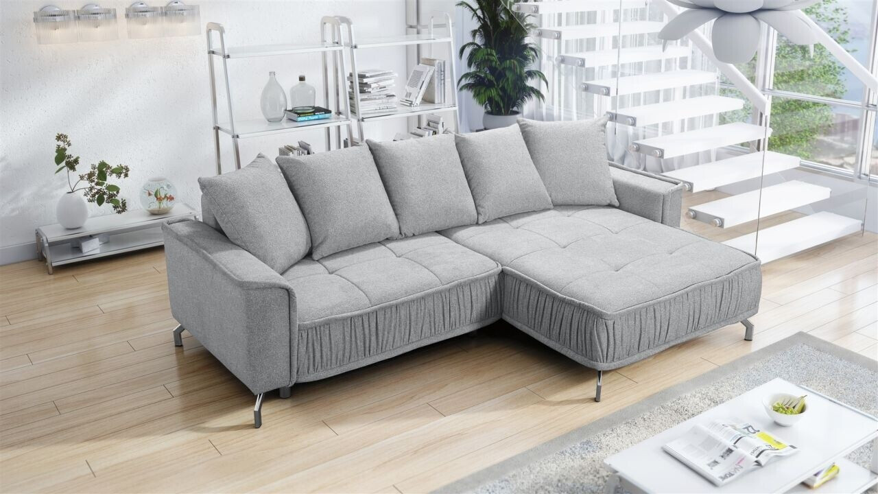 Fun Möbel Florence Ecksofa Schlafsofa Stoff Bubble Grau Ottomane Rechts ...