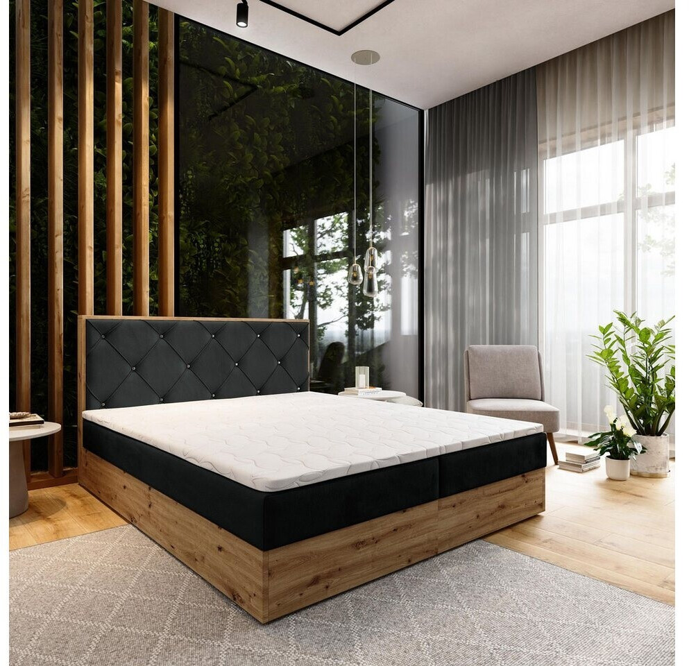 Masseno Fosco Boxspringbett 180x200cm mit Bettkasten, Schwarz (FOSCO ...