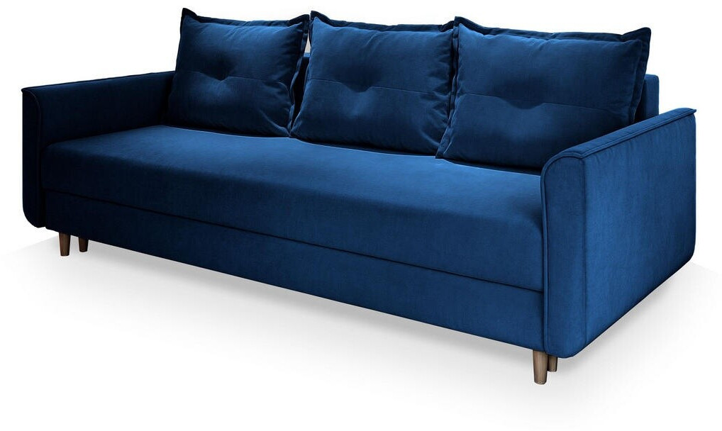Masseno NAPOL Schlafsofa mit Bettkasten Plüsch Blau (NAPOL KRONOS 09 ...
