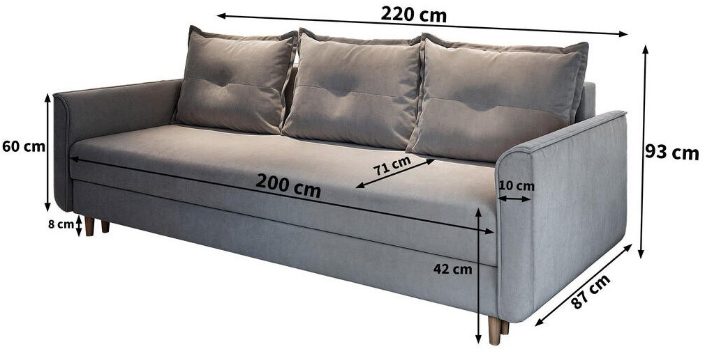 Masseno NAPOL Schlafsofa mit Bettkasten Plüsch Blau (NAPOL KRONOS 09 ...
