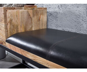 Wohnling Sitzbank Ziegenleder Massivholz 100x60x35cm Retro mit Stauraum ...